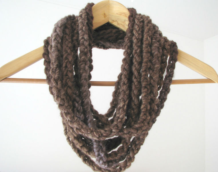 Brown Chuncky Infinite Loop Chain Necklace - Cowl - Ready To Ship on Luulla